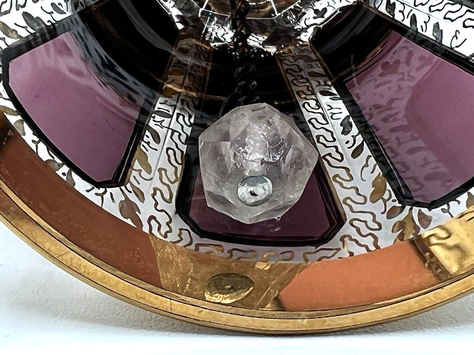 Vintage Bohemian Moser Style Glass Bell-Amethyst Cabochon Panel 5" #1 ...