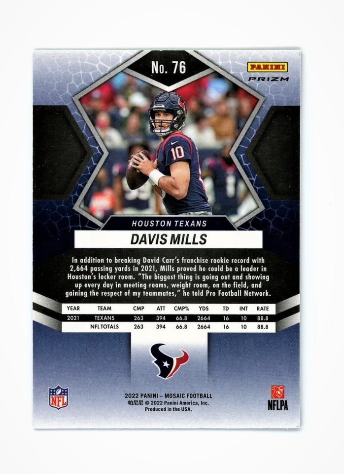 2022 Panini Mosaic Red Prizm Sparkle Davis Mills | eBay