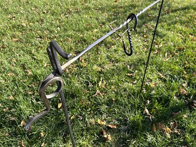 3 Hook Hand forged Rustic Cowboy Portable Campfire Fire Spit and Tripod ...