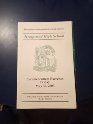 Hempstead High School Commencement Pragram May 30, 2003 | eBay