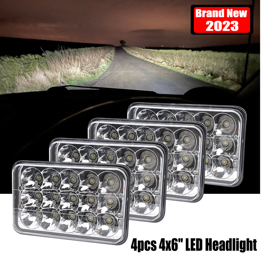 4X 4x6" inch Square LED Headlights Hi/Lo Beam For Oldsmobile Cutlass ...