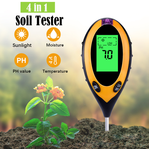 Digital Soil Tester PH Water Moisture Temperature Sunlight Plant Test 4 ...