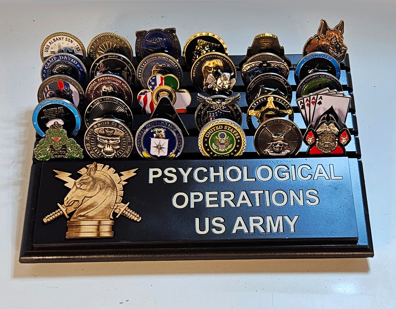 US Army Psychological Operations desktop challenge coin display appx 30 ...