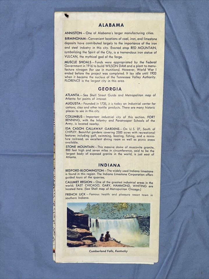 Vintage 1956 Shell Road Map EAST CENTRAL United States Harman Oil West ...