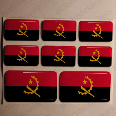 Sticker Angola Resin Domed Stickers Angola Flag 3D Vinyl Adhesive Decal ...
