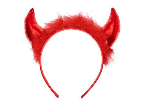 Red Metallic Devil Horns With Fur Halloween Fancy Dress Accessory ...