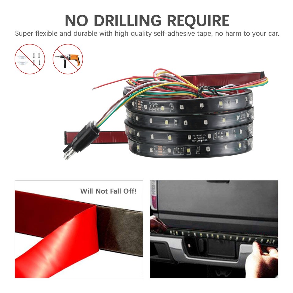 60" LED STRIP TAILGATE LIGHT BAR REVERSE BRAKE SIGNAL FOR CHEVY FORD ...