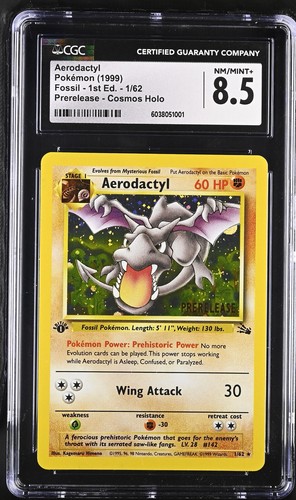 Pokemon Aerodactyl Prerelease 1st Edition COSMOS Holo 1999 CGC 8.5 NM ...