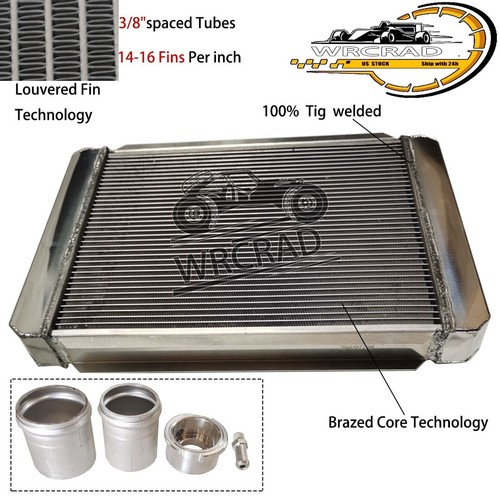2-Row Universal Custom Aluminum Racing Radiator Kit - 24" x 16" Overall ...