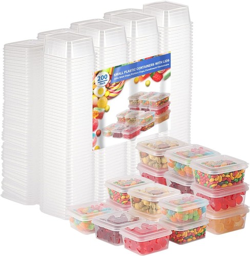 4 oz Plastic Containers with Lids(200 Pack)，Condiment Containers with ...