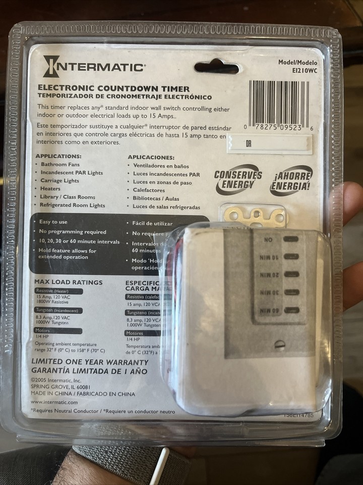 Intermatic EI210WC Electronic Countdown Timer 10/20/30/60 Minute Intervals -gry2 | eBay