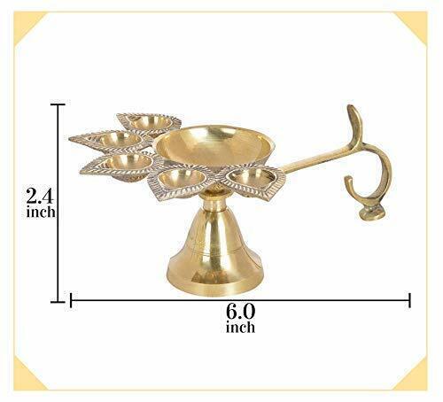 Brass Panch Aarti Lamp Diya Oil Lamp Jyoti Diwali Navaratri For Pooja ...