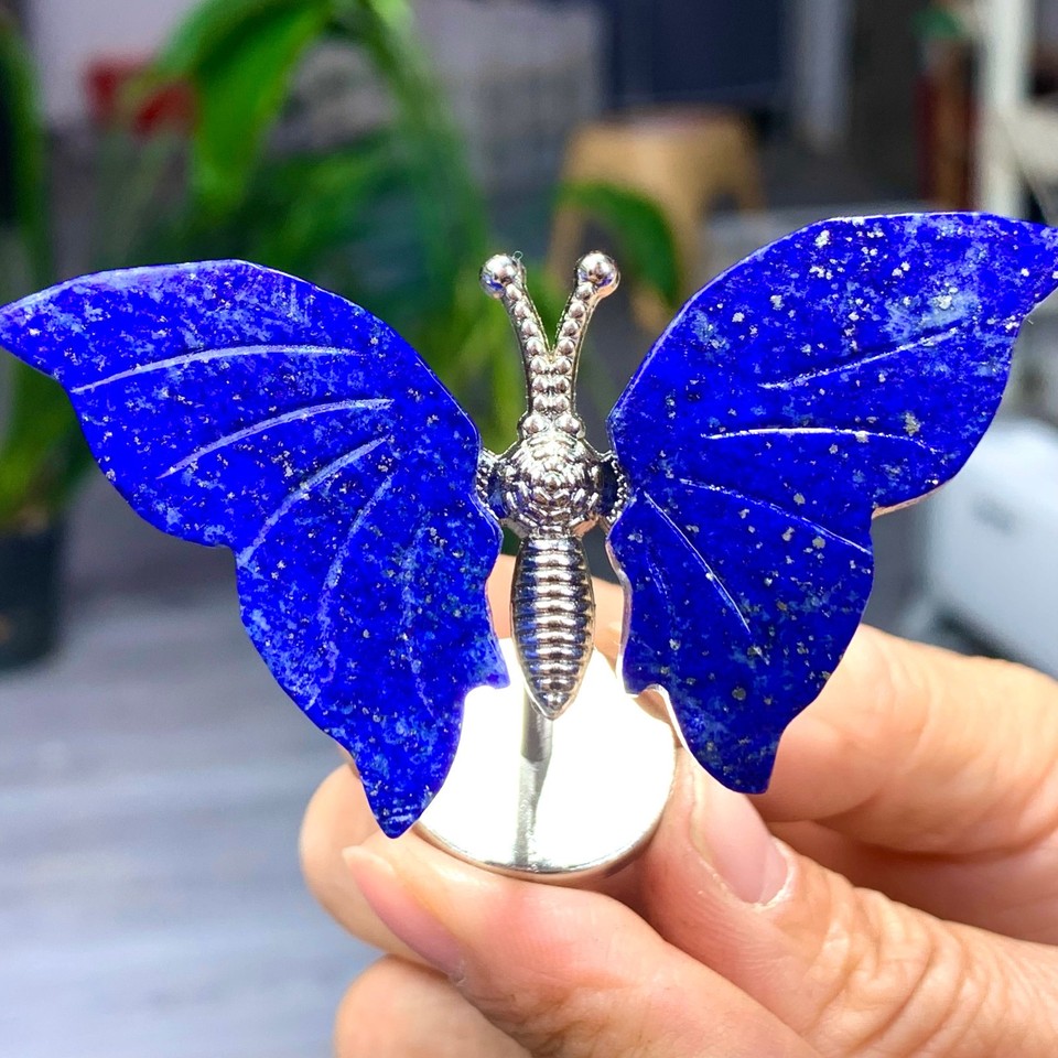 37g Natural Lapis Lazuli Carved Butterfly Reiki Healing Crystal Decor ...