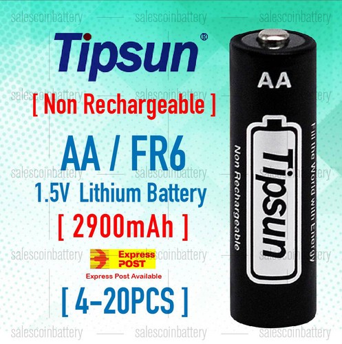 Tipsun AA Size 1.5V FR6 2900mAh Lithium Battery No Rechargeable Longer ...