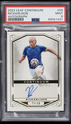 2022 LEAF /30 RICHARLISON PSA 9 Auto Autograph Brazil Tottenham Card ...