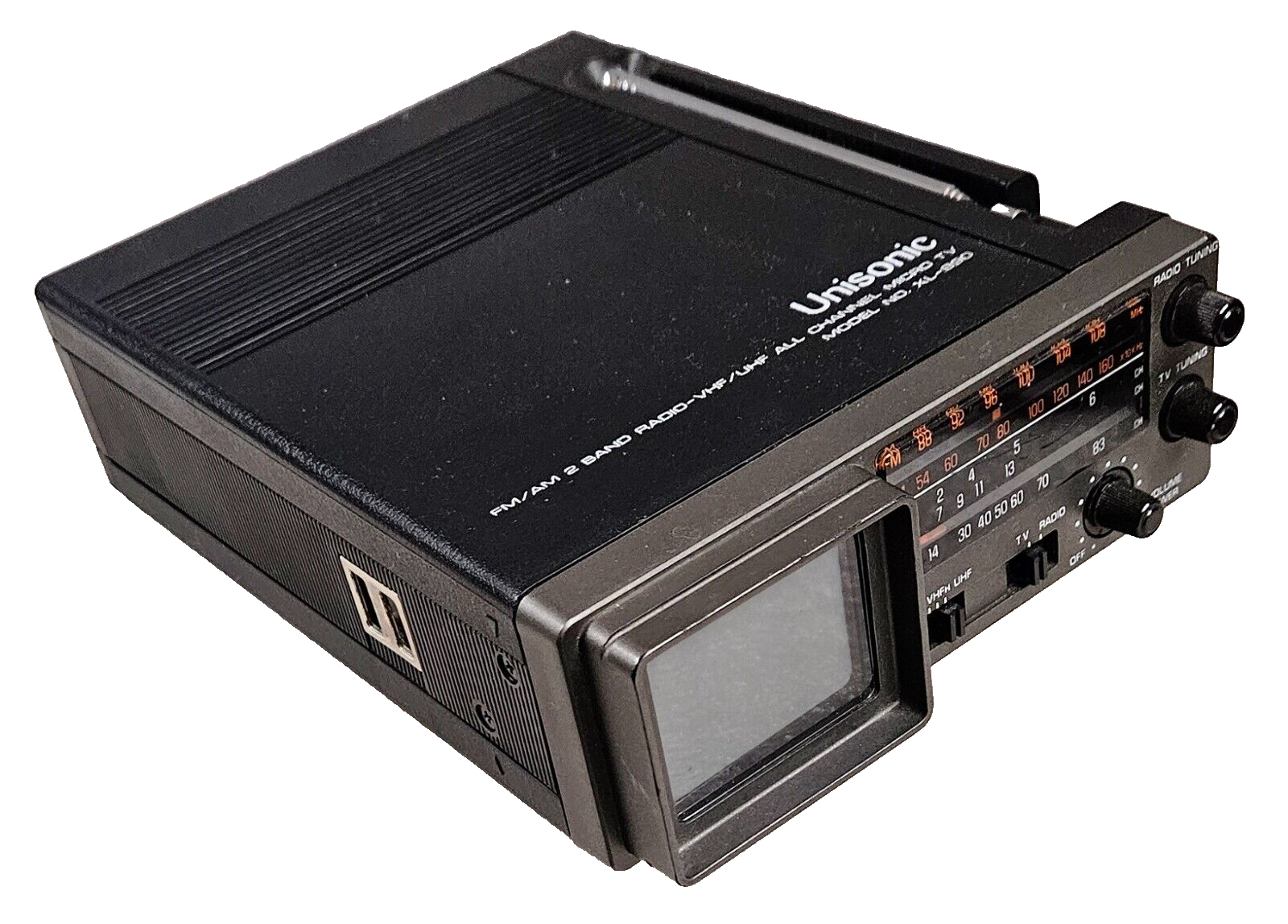 VINTAGE UNISONIC AM/FM 2 BAND RADIO VHF/UHF ALL CHANNEL MICRO TV XL-990 ...
