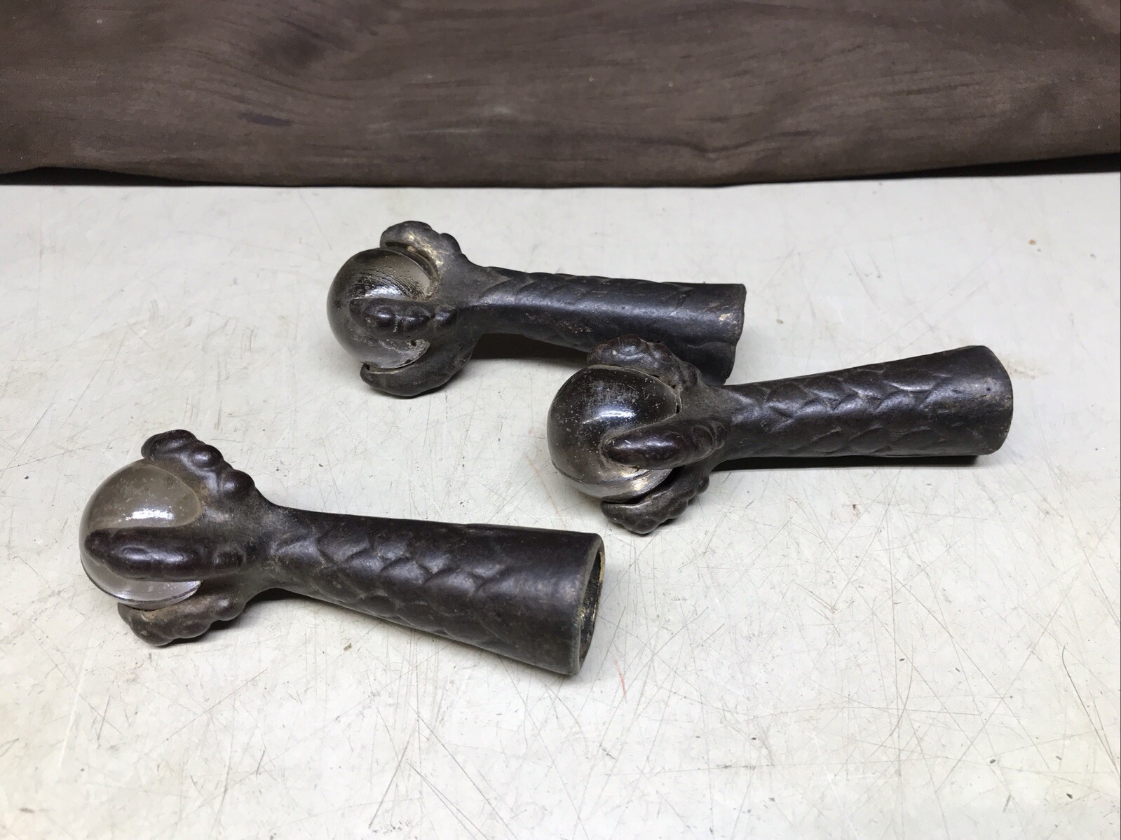 Antique Cast Iron Claw and Glass Ball Table Leg Piano Stool Feet, Set ...