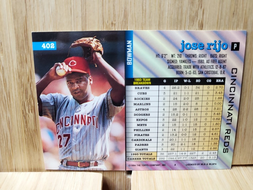 JOSE RIJO🏆Topps 1994 BOWMAN #402 MLB Baseball Card 🏆 FREE POST | eBay