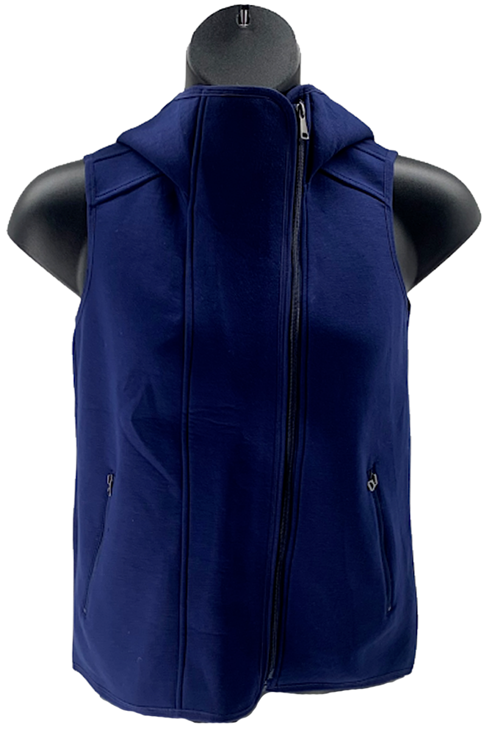 zuda Zip Front Hooded Scuba Knit Vest Navy | eBay