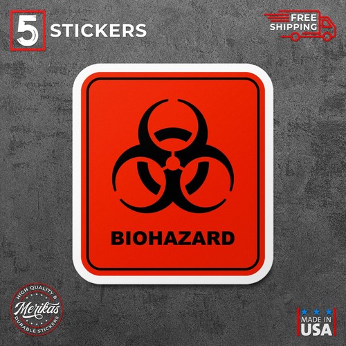 Sticker, Vinyl Decal, Biohazard Warning Toxic Chemical, 5 Stickers ...
