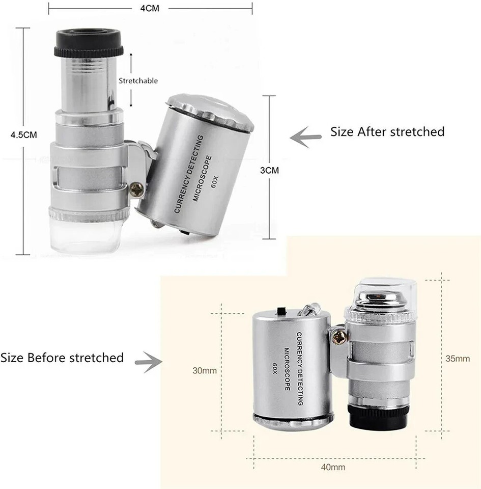 60X Magnifying Loupe Jewelry Jewelers Pocket Magnifier Loop Eye Glass ...