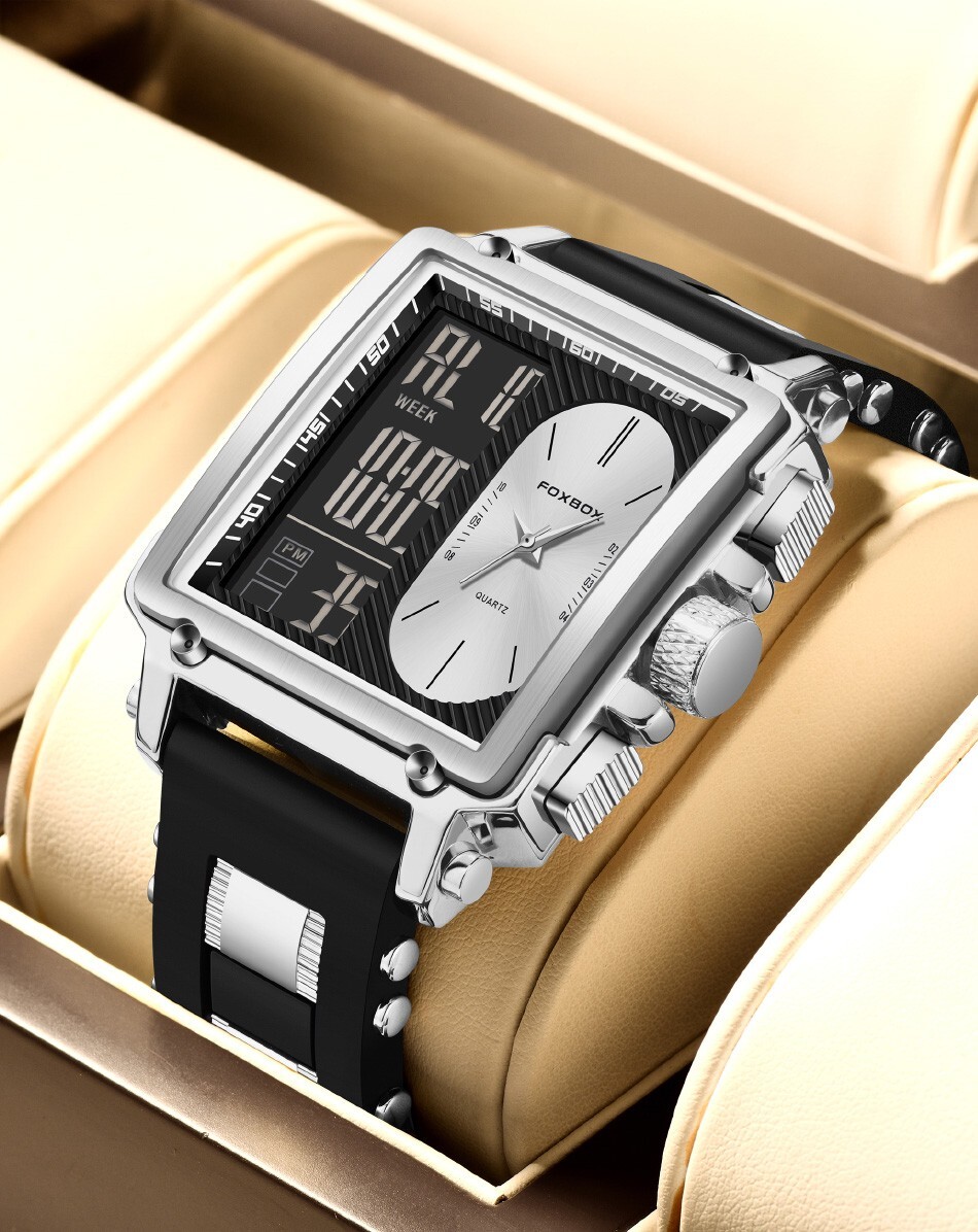 Top Men's Watches LCD Digital Display Quartz Watch Silicone Strap ...
