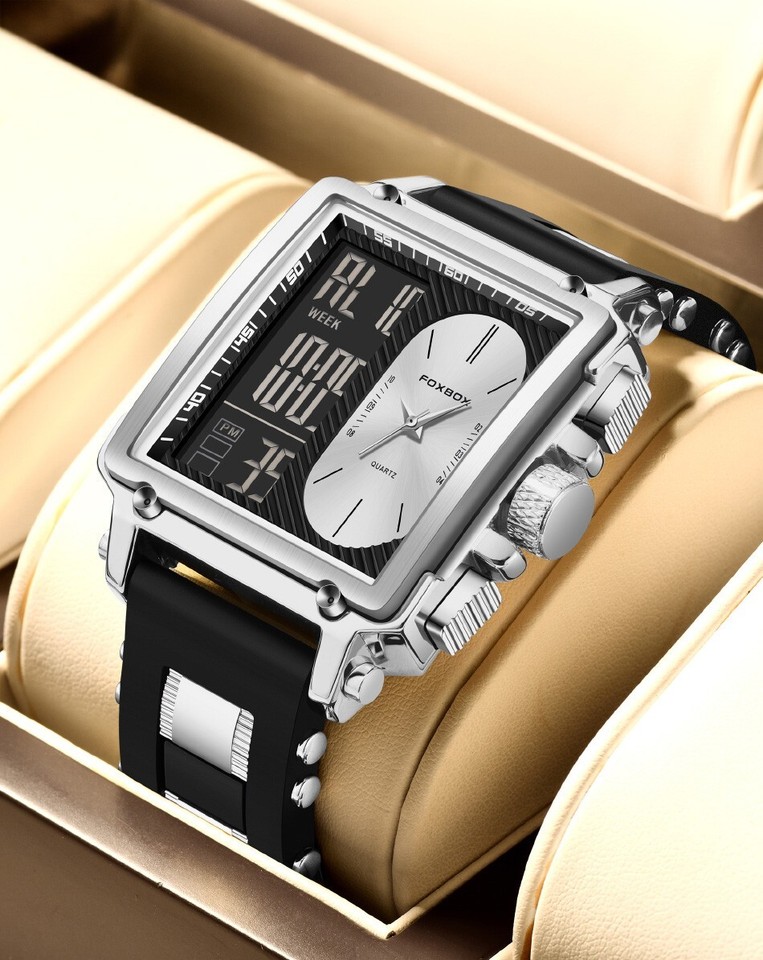 Top Men's Watches LCD Digital Display Quartz Watch Silicone Strap ...