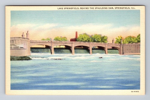 Springfield IL-Illinois, Lake Springfield, Spaulding Dam Vintage ...