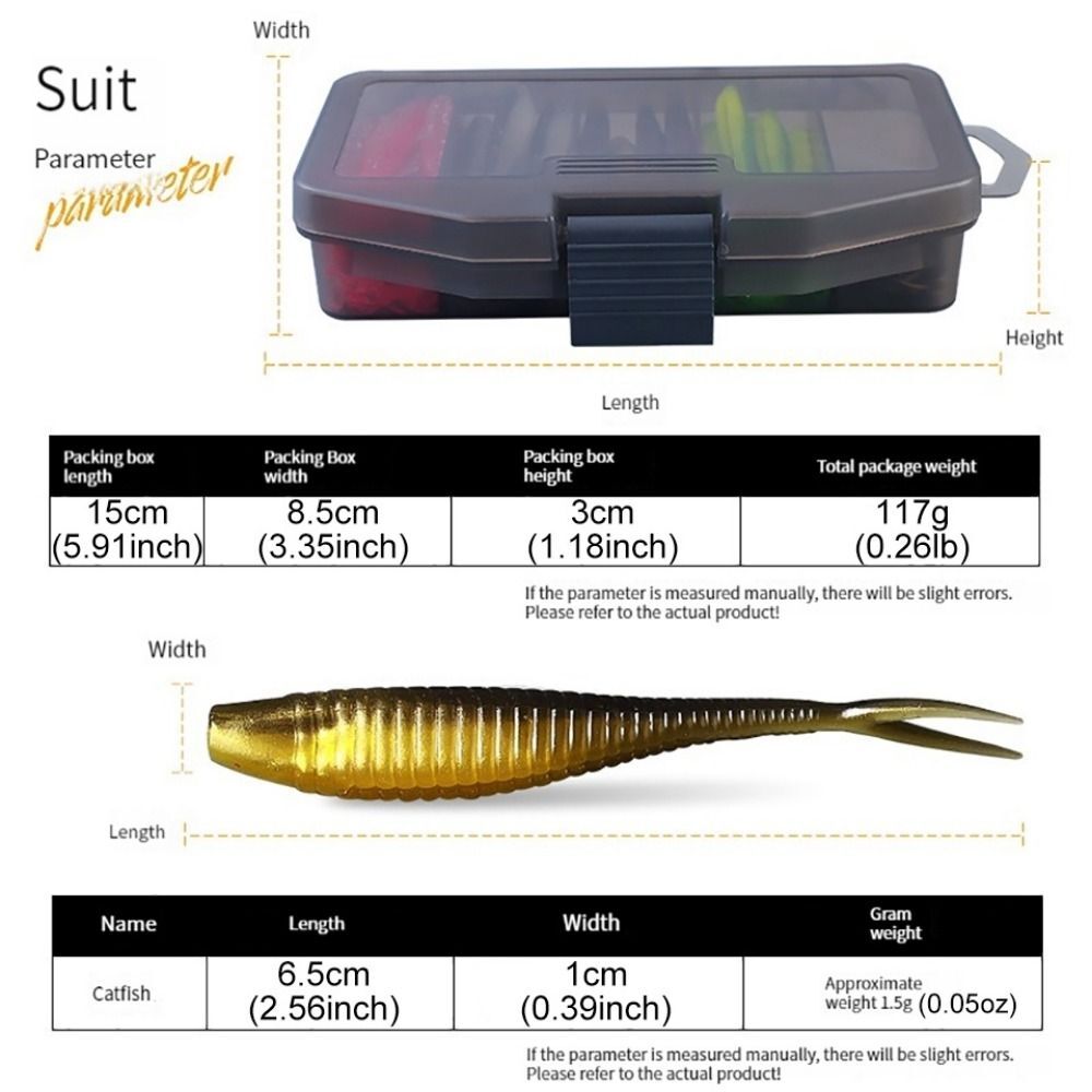 61Pcs/Set Lightweight Fishing Lures Storage Box 40 Baits and 20 Hooks ...