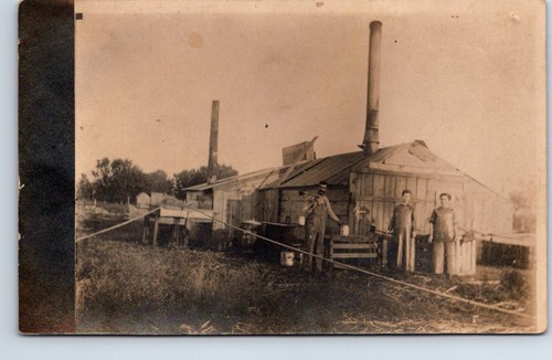 RPPC Real Photo Postcard Oklahoma Manitou Tillman County Mill Workers ...