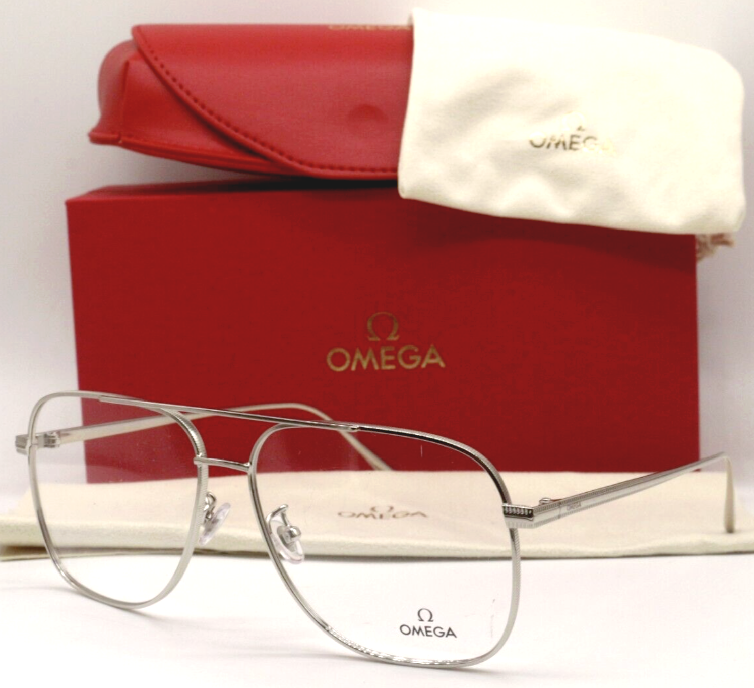 New OMEGA readers OM 5006-H 016 60-14 140 Silver Aviator Frames Reading ...
