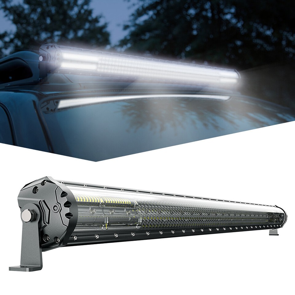 M2 52" Quad-Row Aerodynamic LED Light Bar 400W Offroad COMBO Lamp +Wire ...