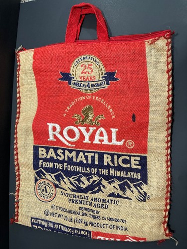 Royal Basmati Rice Tote Bag Zip Handles Heavy Duty Woven Storage Burlap ...