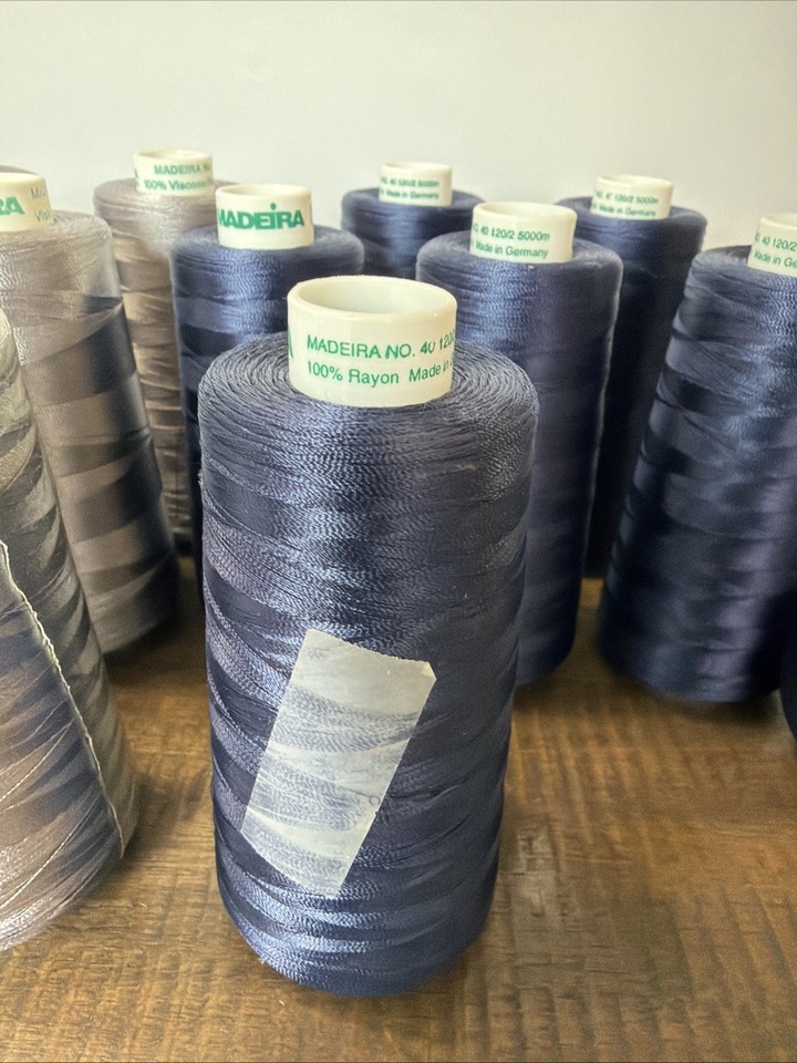 20 cones Madeira Embroidery Thread Spools Navy & Gray | eBay