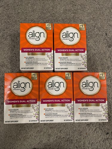 LOT 5 Align Probiotic Women's Dual Action 42 Capsules Each Sealed Exp 7 ...