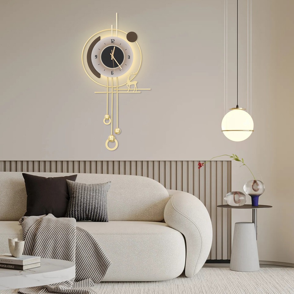 35*70cm Wall Clock, LED Lighting Wall Clock, Large Gold Decorative Wall ...
