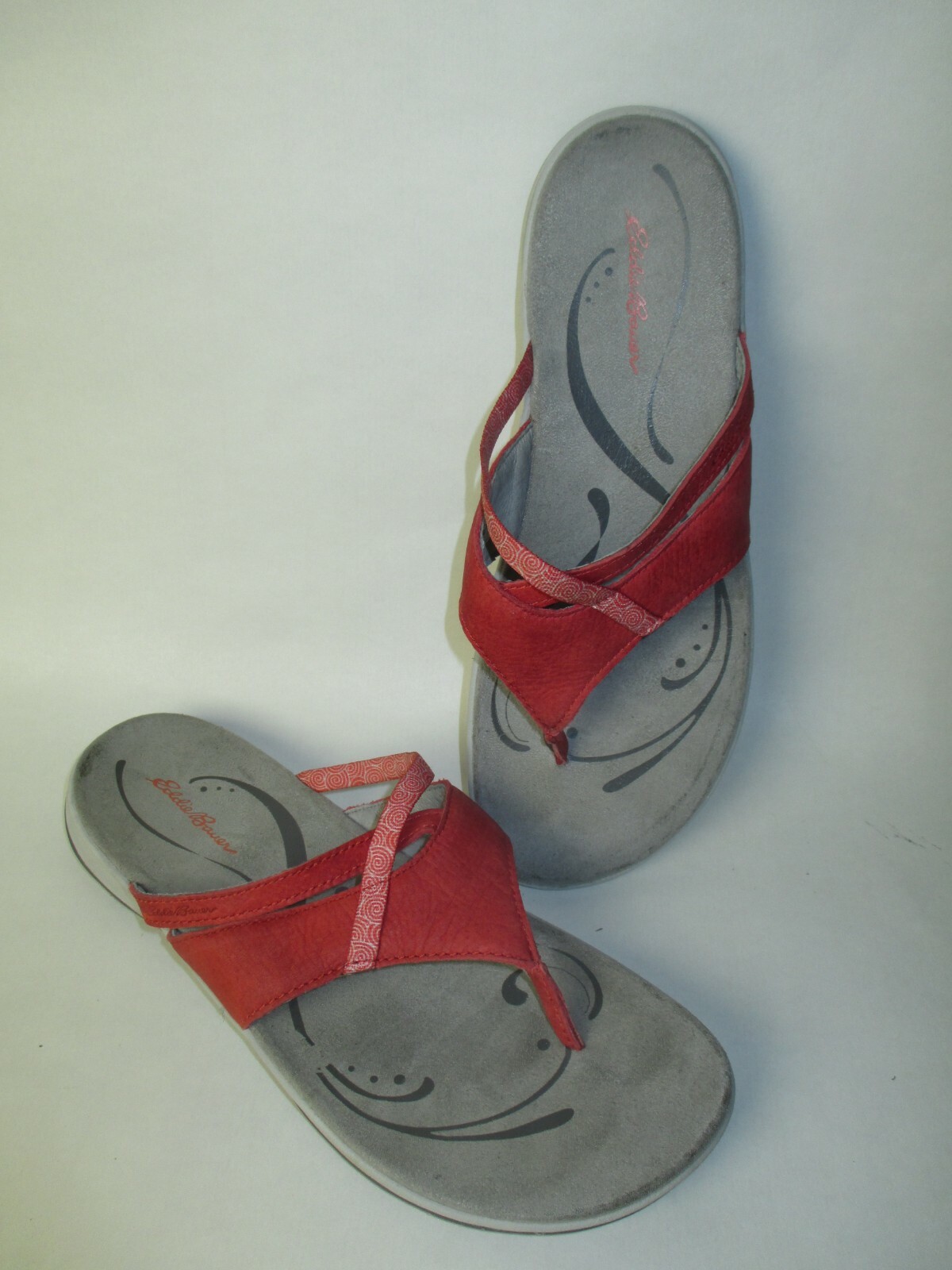 EDDIE BAUER FLIP FLOP FLAT CORAL LEATHER LEATHER LINING SIZE 9M SPORT ...