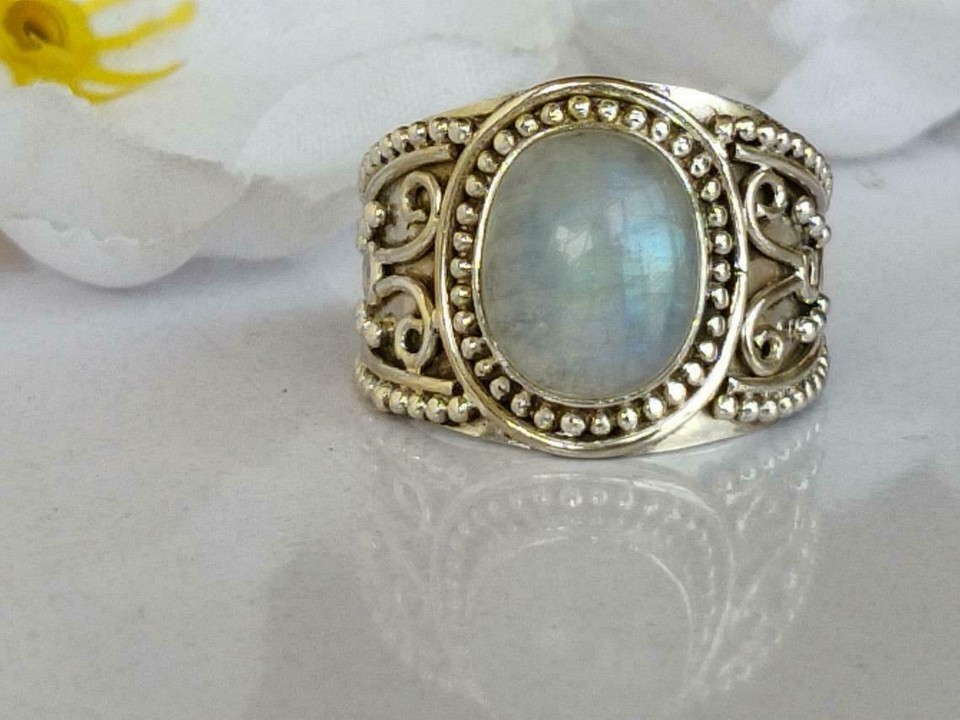 Antique Moonstone Ring,925Sterling Silver Ring,Boho Handmade Moonstone ...