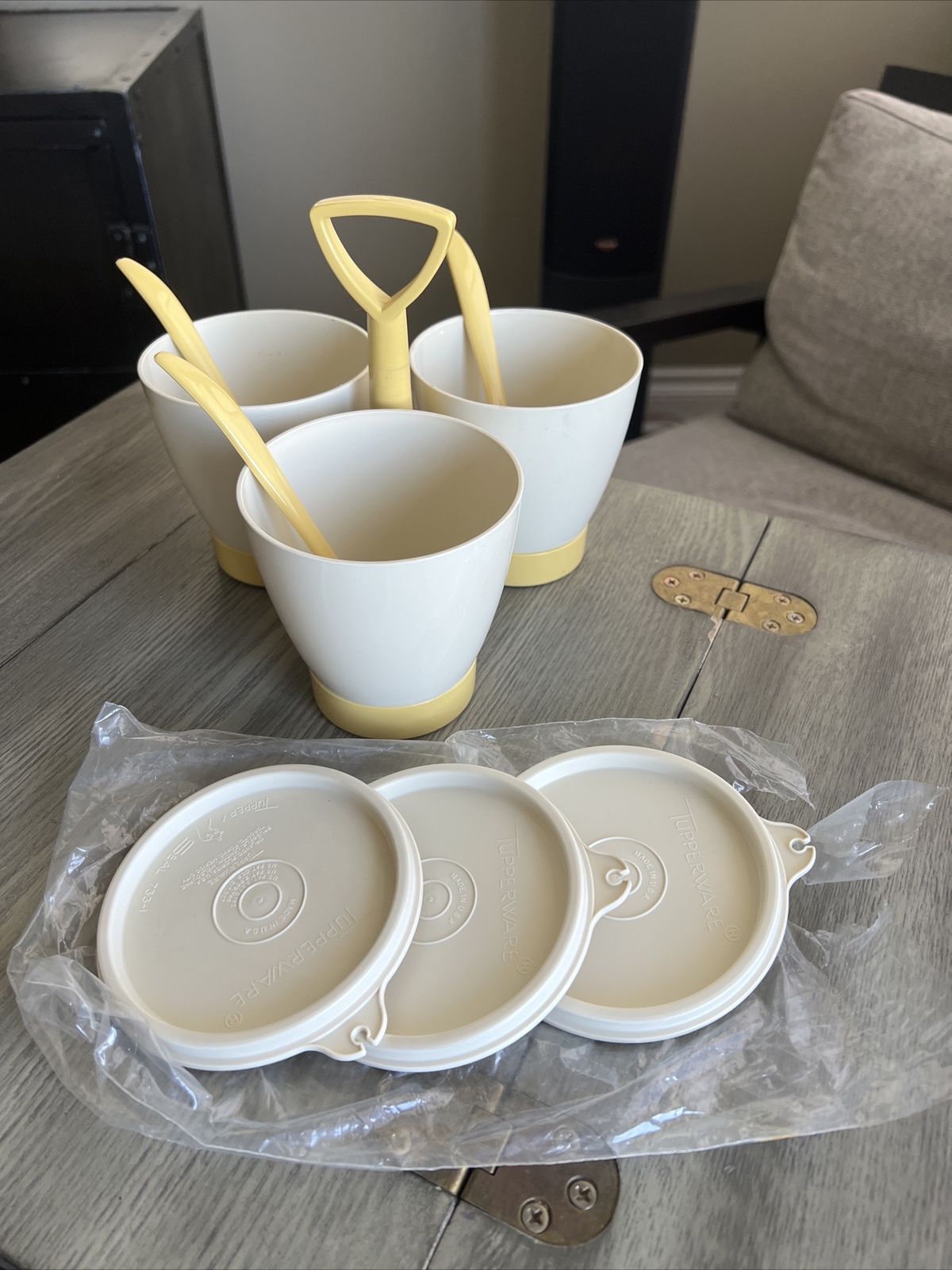 Vintage Tupperware Three Compartment Condiment Container With Spoons ...