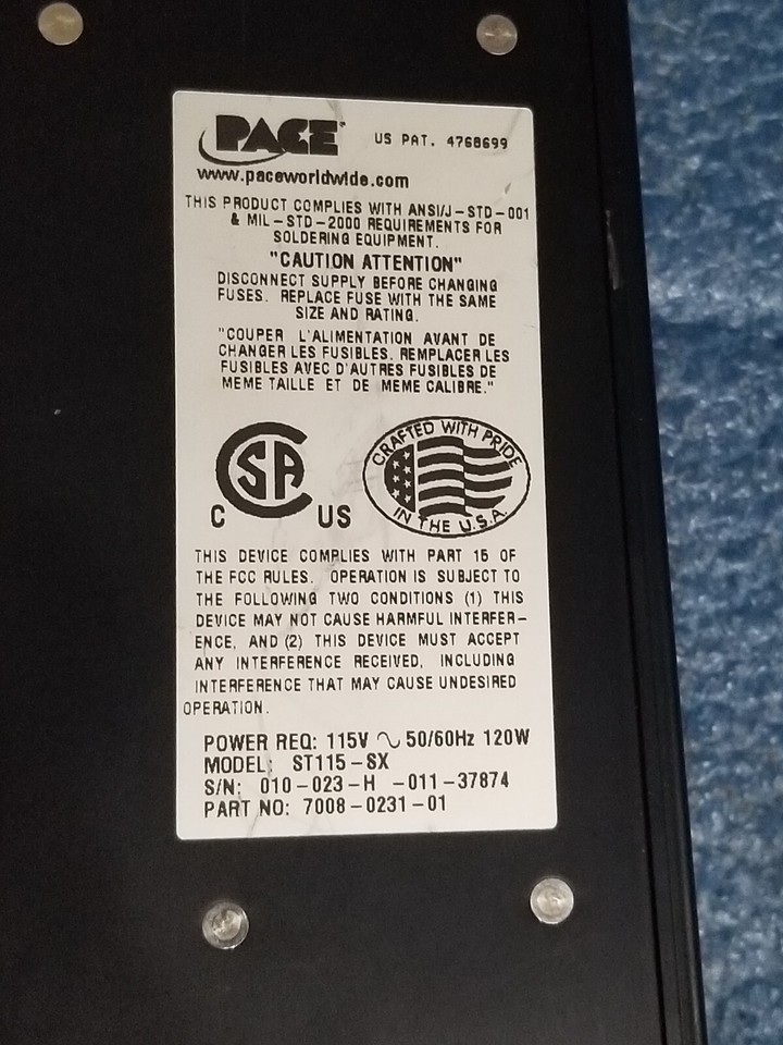 Pace Sensatemp ST115-SX Desoldering Station 7008-0231-01 with Warranty ...