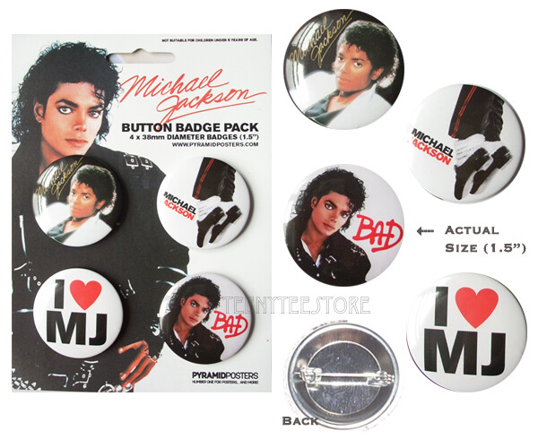 Michael Jackson BAD Memorial Button Badge Pack 4 Badges on the Original ...