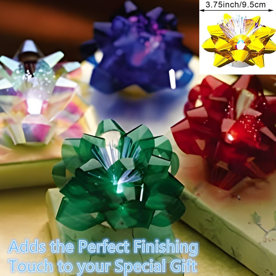 6 Light up Gift Bows Ribbon Glowing Bows LED Flashing Gift Bows Color ...
