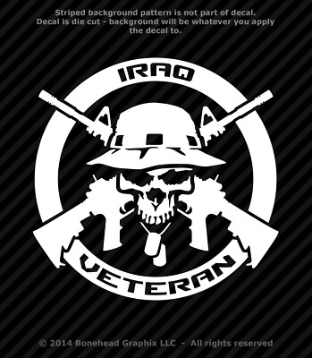 Iraq Veteran Logo XS-M Skull Combat Military Vet Vinyl Decal Window ...