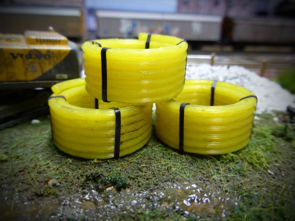 3x 3D PRINTED COILED PIPE WAGON LOADS OO GAUGE MODEL RAILWAY 1:76 SCALE ...