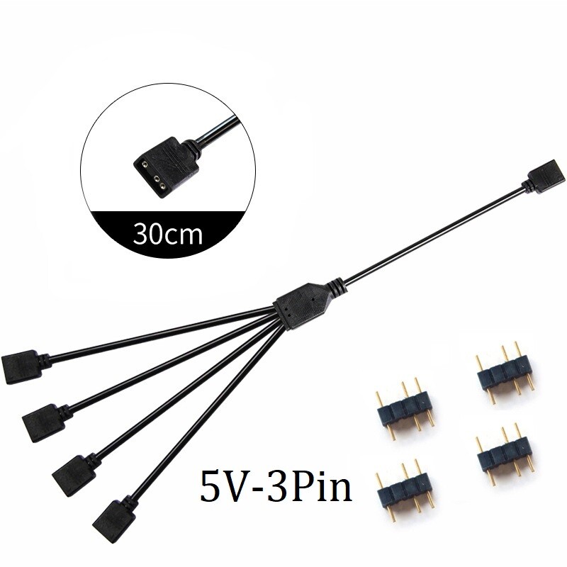 ARGB 5V 3-Pin Extension Cable Adapter - RGB 12V 4Pin Splitter Cable MSI ...