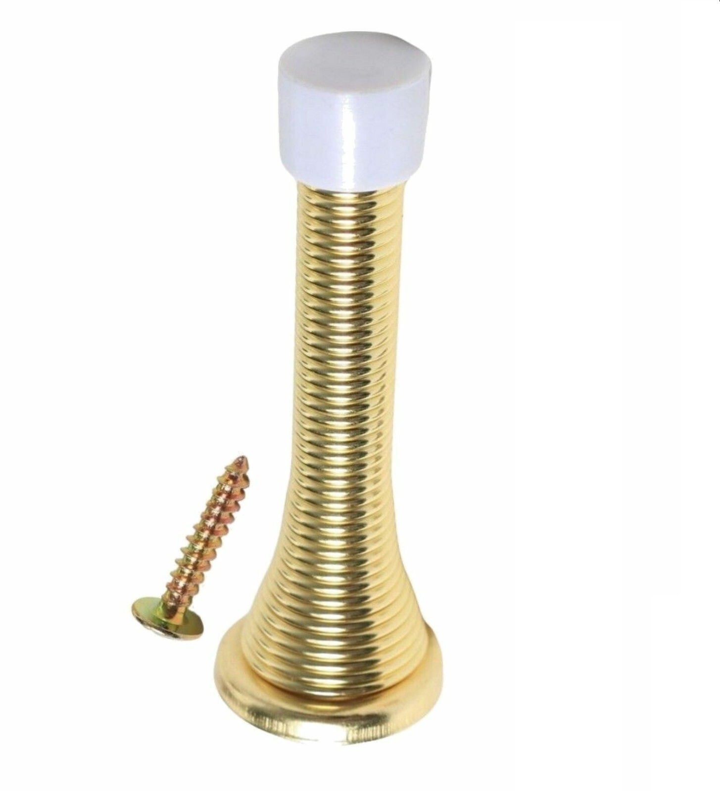 DOOR STOP CHROME BRASS SPRING STOPPER - Spiral Buffer Design - Protects ...