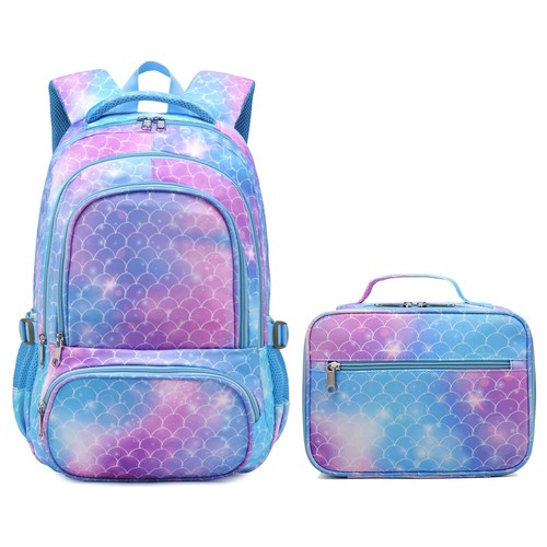 Girls Backpack with Lunch Box Set Mermaid School Bag Set for Kids ...