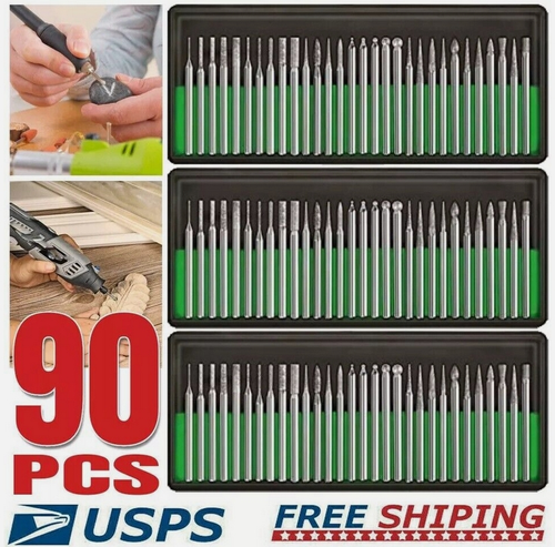 90Pcs For Dremel Diamond Burr Bits Drill Set Rotary Multi Tool ...