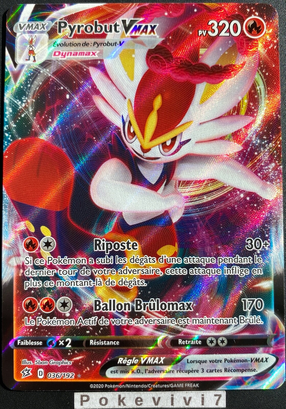 Carte Pokemon PYROBUT 036/192 Vmax Full Art Epée et Bouclier 2 EB02 FR ...
