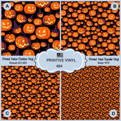 Halloween Pumpkins patterned Iron on Vinyl,Printed Siser HTV, Adhesive ...